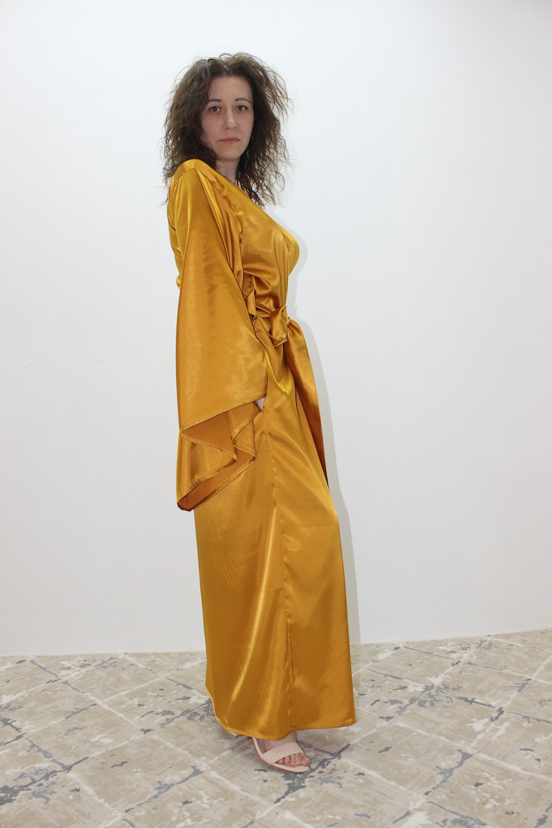 Silk Kimono Robe, Dressing Gown Satin, Long Silk Robe - Etsy