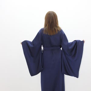 Silk Robe Kimono , Satin Silk Robes for Women, Dark Blue - Etsy