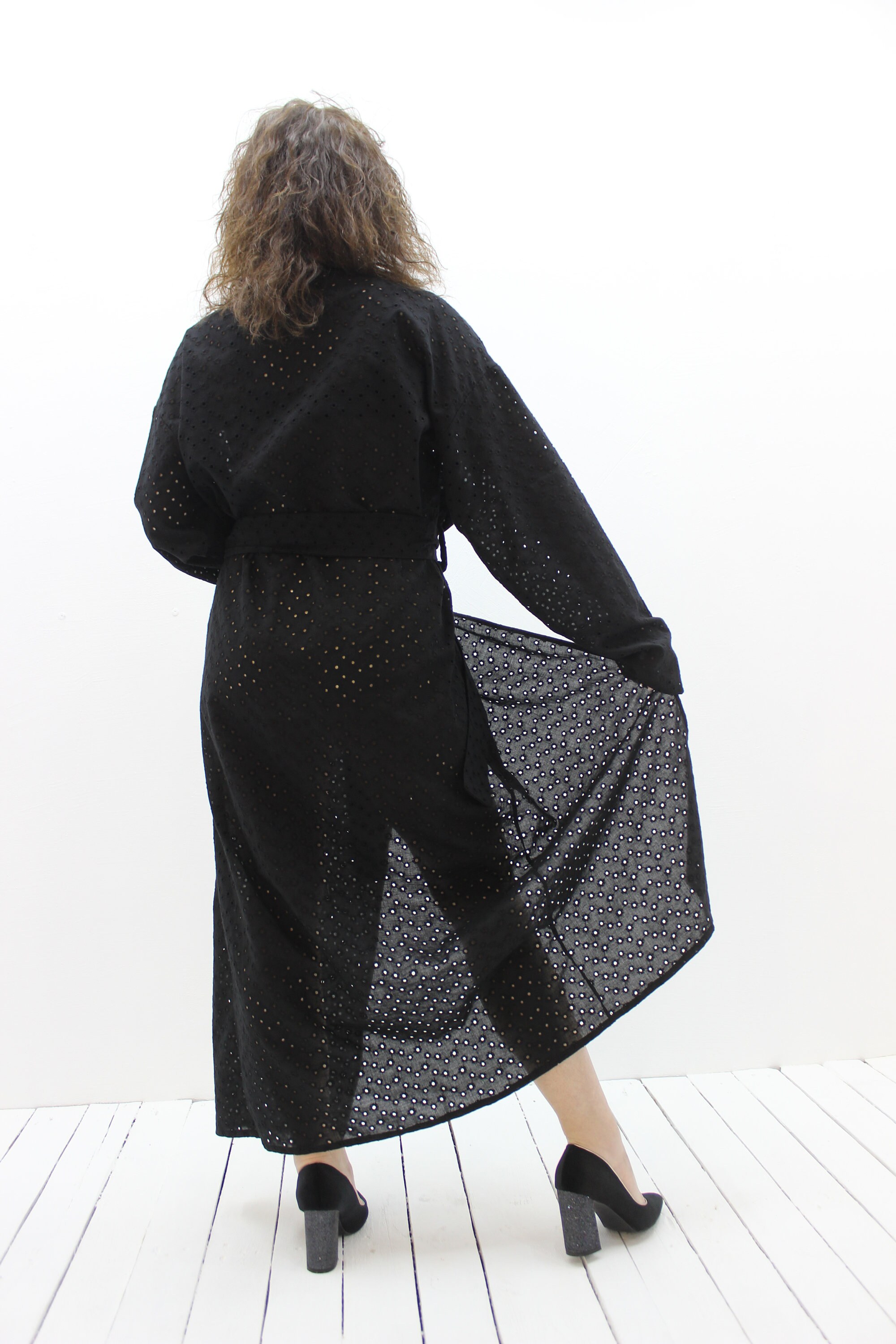 Black Long Robe, Kimono Robe, Transparent Sexy Robe - Etsy