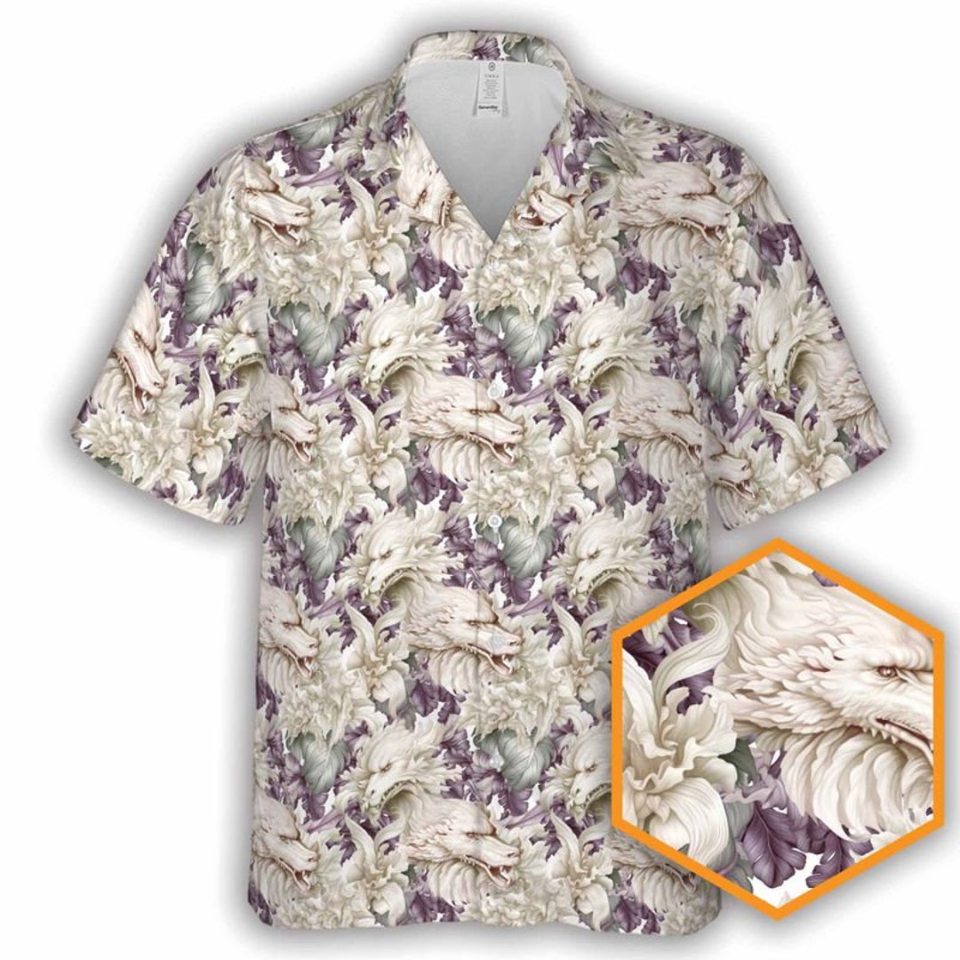White Dragon Orchid | Dnd Button-up Hawaiian Shirt - Etsy