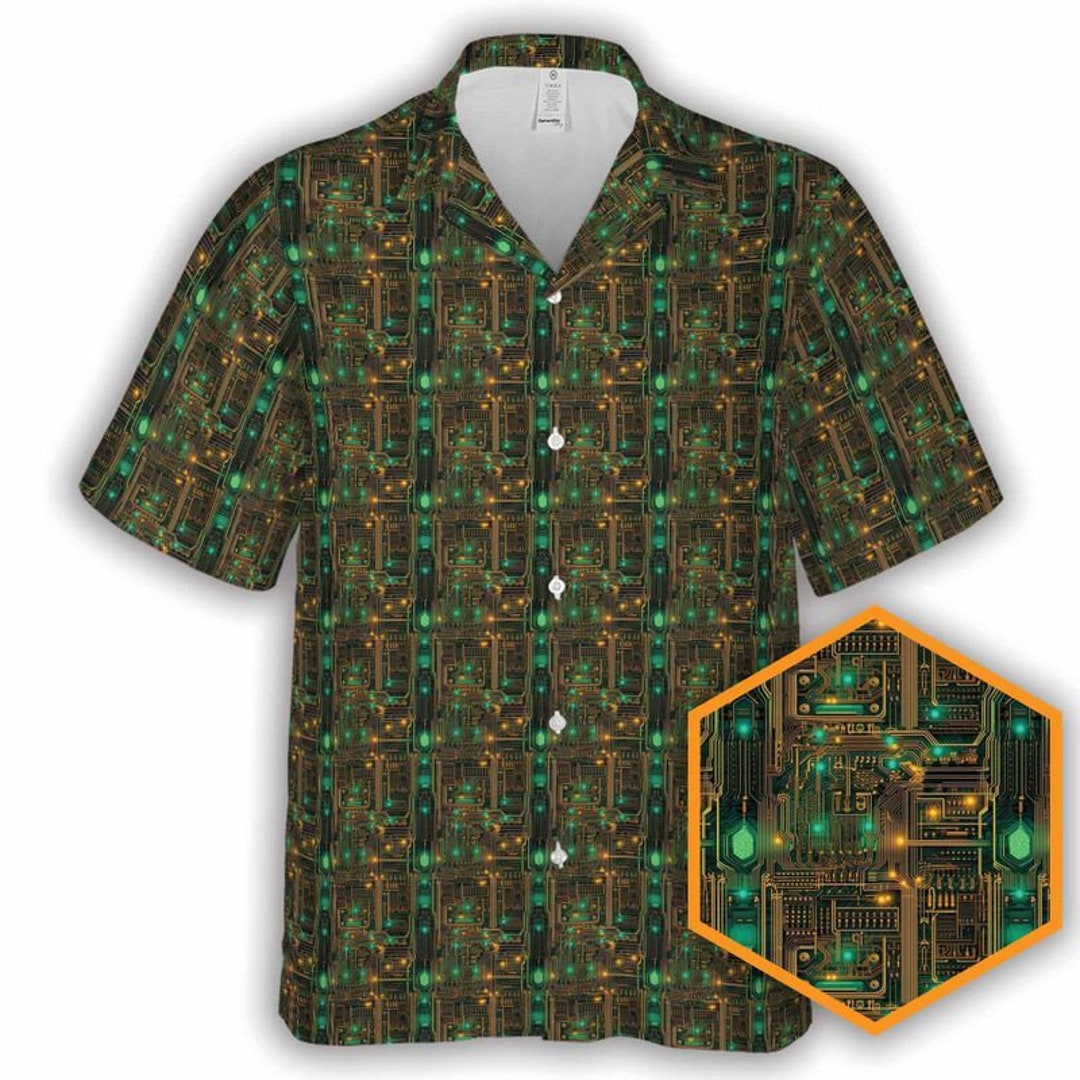 Glowing Circuit Board | Sci-fi Button-up Hawaiian Shirt - Etsy