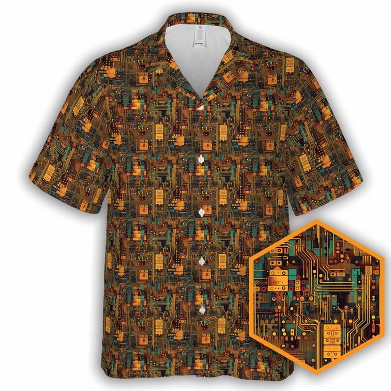 Circuit Board | Sci-fi Button-up Hawaiian Shirt - Etsy