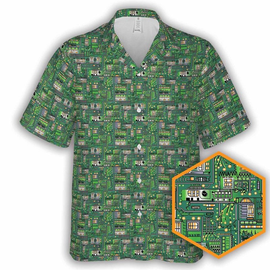 Circuit Board | Sci-fi Button-up Hawaiian Shirt - Etsy