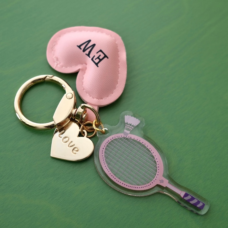 Personalized Badminton Keychain With Name Tag Cute Pink Badminton Bag ...