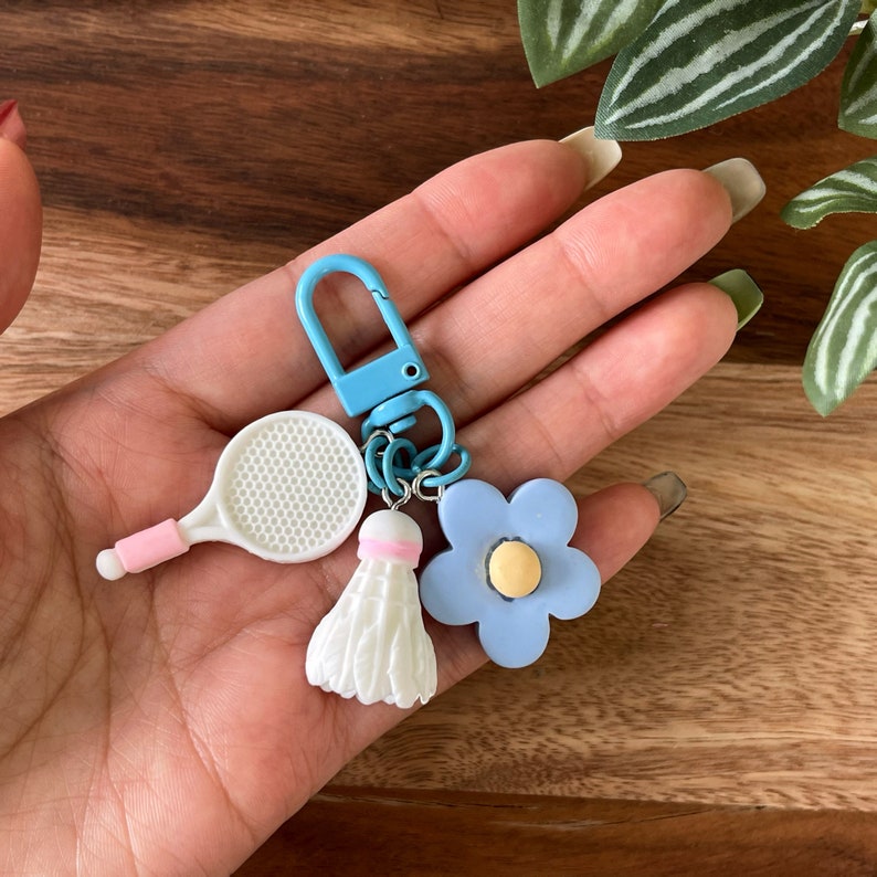 Cute Badminton Bag Charm Unique Badminton Keychain Kawaii Badminton ...