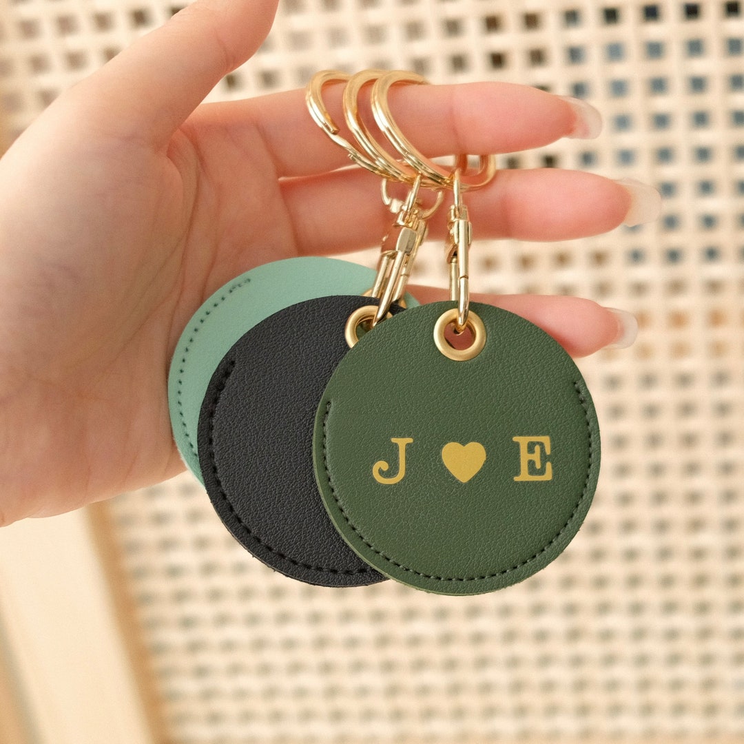 Personalized AirTag Leather Key Ring | Personalized Key Fob Leather ...