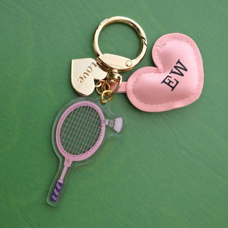 Personalized Badminton Keychain With Name Tag Cute Pink Badminton Bag ...