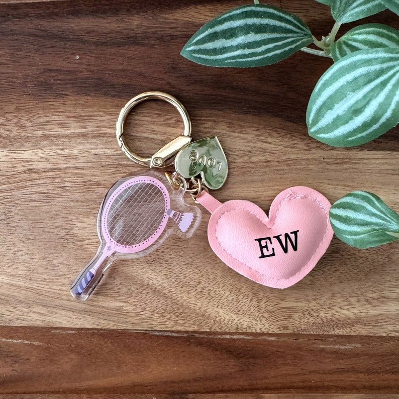 Personalized Badminton Keychain With Name Tag Cute Pink Badminton Bag ...