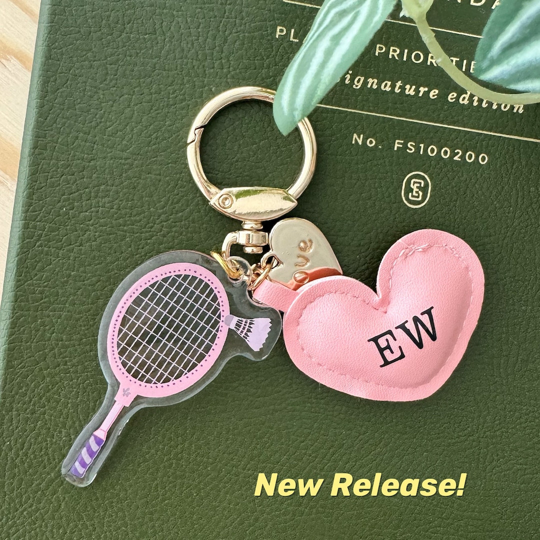 Personalized Badminton Keychain With Name Tag Cute Pink - Etsy