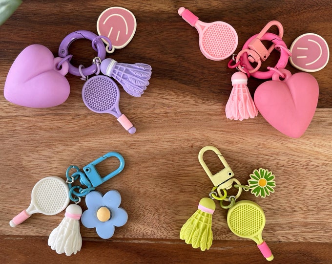 Cute Badminton Bag Charm | Unique Badminton Keychain | Kawaii Badminton ...