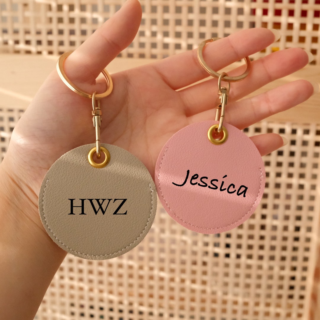 Personalized AirTag Leather Key Ring | Personalized Key Fob Leather ...