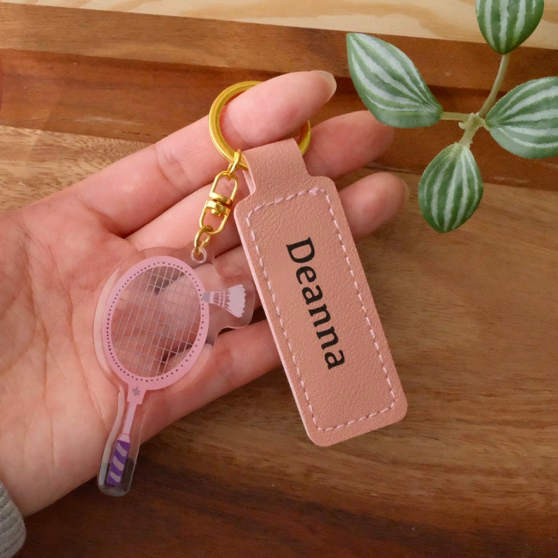 Personalized Badminton Keychain Cute Badminton Acrylic Bag Charm ...