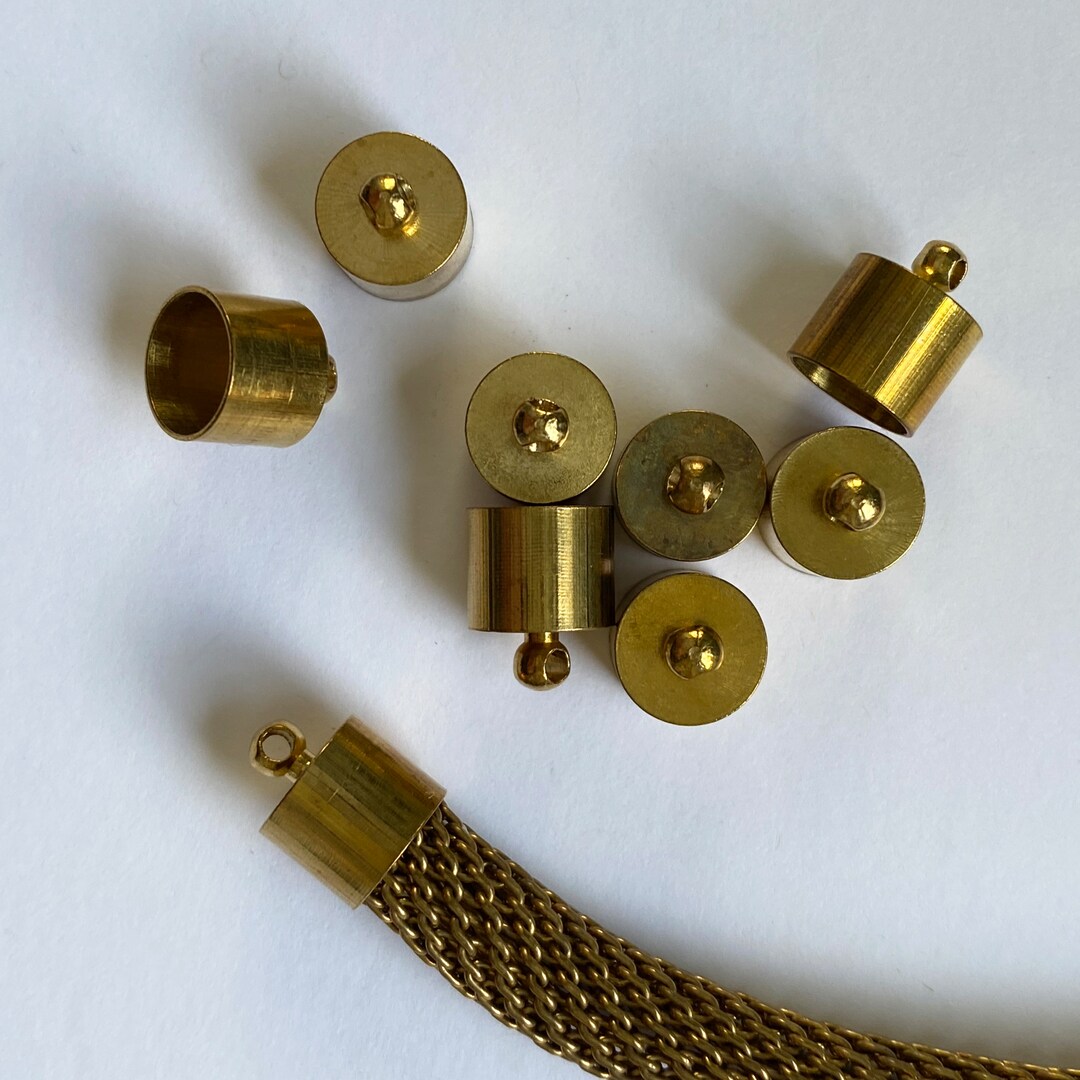 Brass End Caps - 12 Pieces (9x11mm With 8.2mm Opening) - Etsy