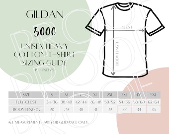 Bella+canvas #3001 Sizing Chart, Unisex T-shirt Size Guide, Digital ...