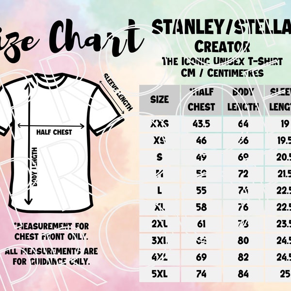 Stella Sizing Chart - Etsy