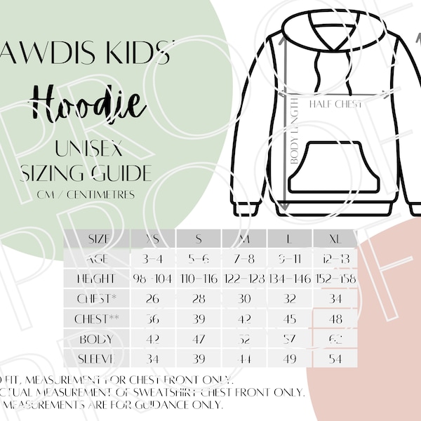 Dtf Size Chart - Etsy