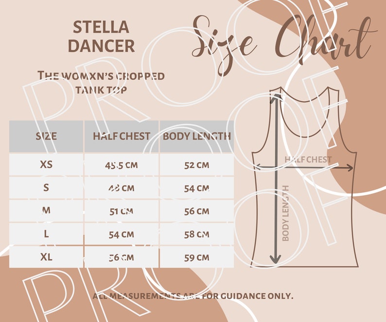 Stella Dancer STTW038 Sizing Chart, Unisex T-shirt Size Guide ...