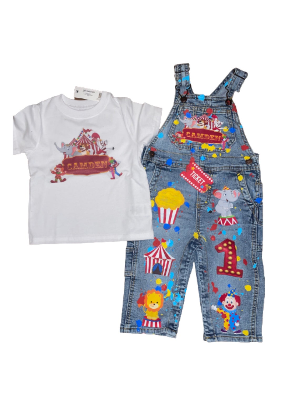 Circus Themed Birthday Overalls Custom Denim Birthday Outfit - Etsy