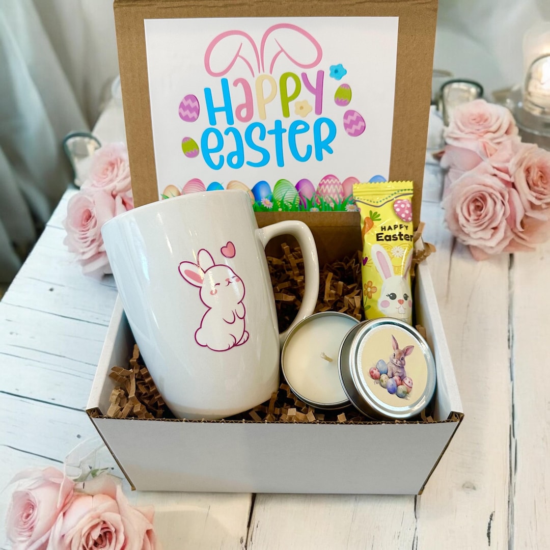 Happy Easter Gift Box – Adorable Bunny or Spring Mug, Mini Vanilla Candle and Marshmallow ...