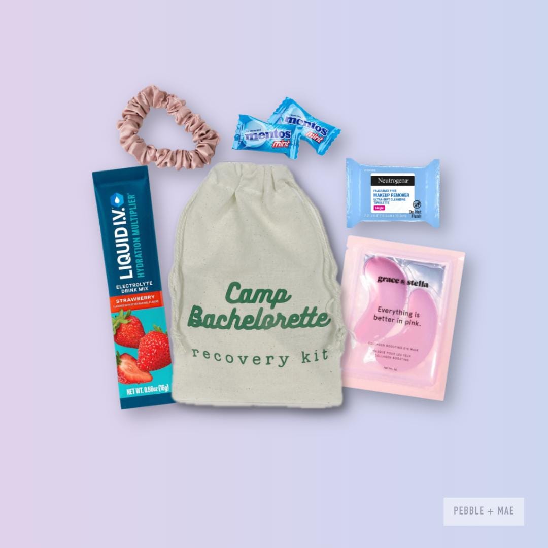 Camp Bachelorette Recovery and Hangover Kit: Custom Favor Bags, Camping ...