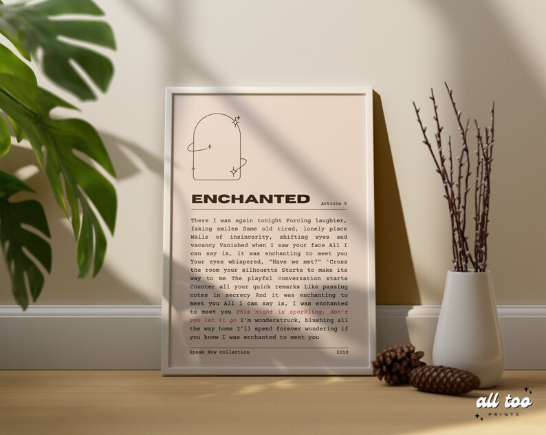 Taylor Swift Enchanted Lyric Poster Taylor Swift Poster Swiftie Merch ...