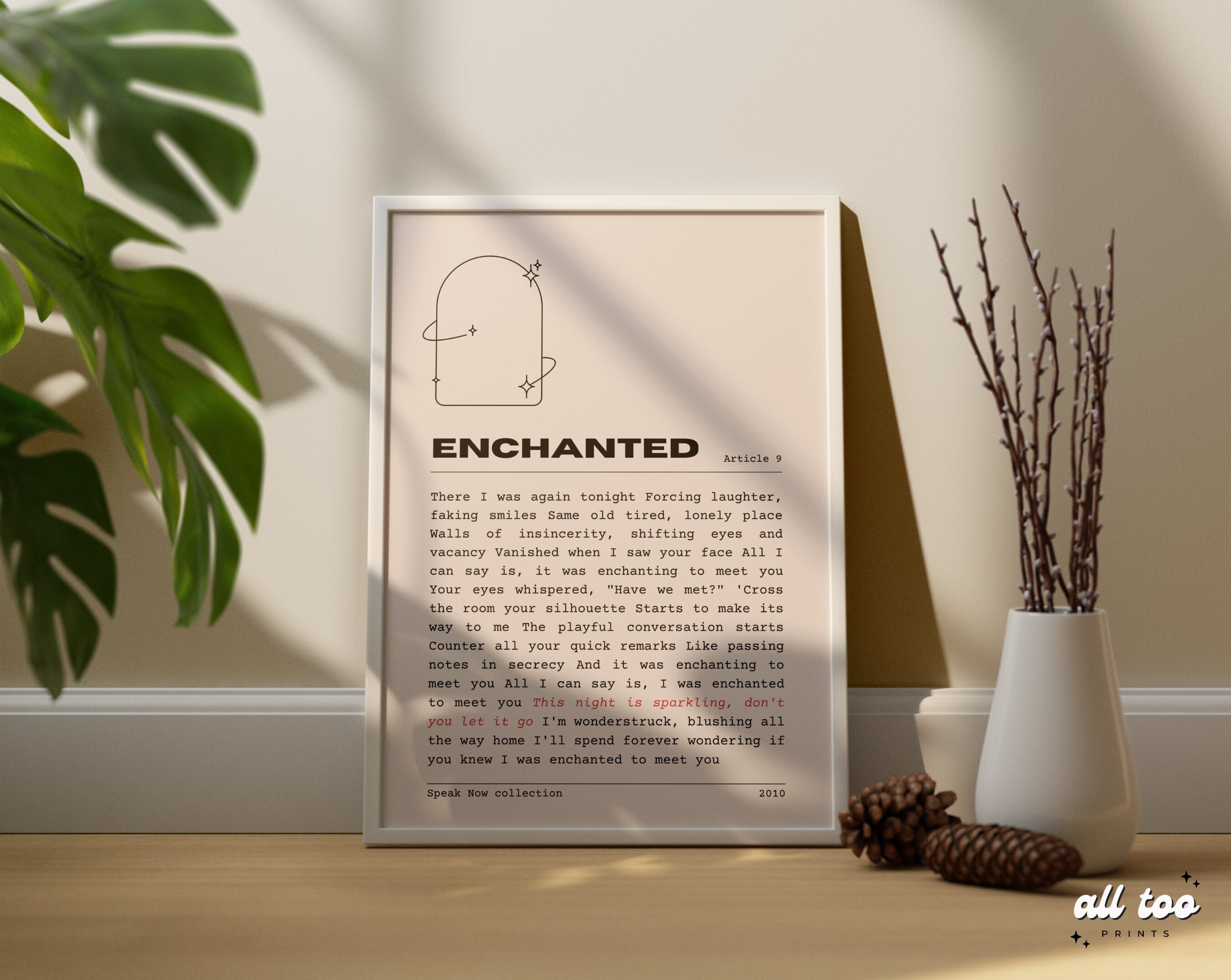 Taylor Swift Enchanted Lyric Poster Taylor Swift Poster Swiftie Merch ...