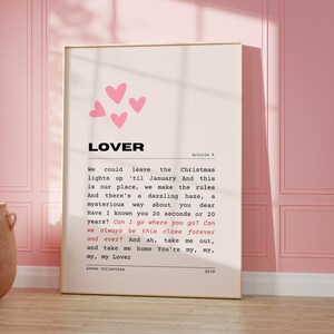 Taylor Swift Lover Lyric Poster Taylor Swift Poster Swiftie - Etsy