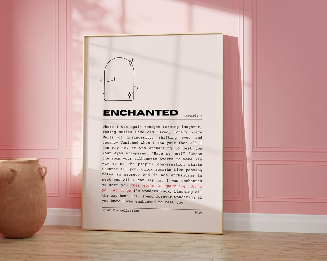 Taylor Swift Enchanted Lyric Poster Taylor Swift Poster Swiftie Merch ...
