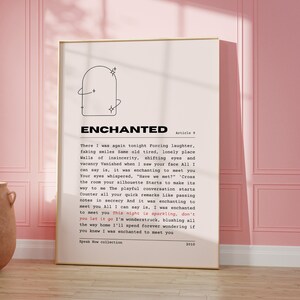 Taylor Swift Enchanted Lyric Poster Taylor Swift Poster Swiftie Merch ...