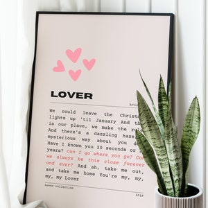 Taylor Swift Lover Lyric Poster Taylor Swift Poster Swiftie - Etsy