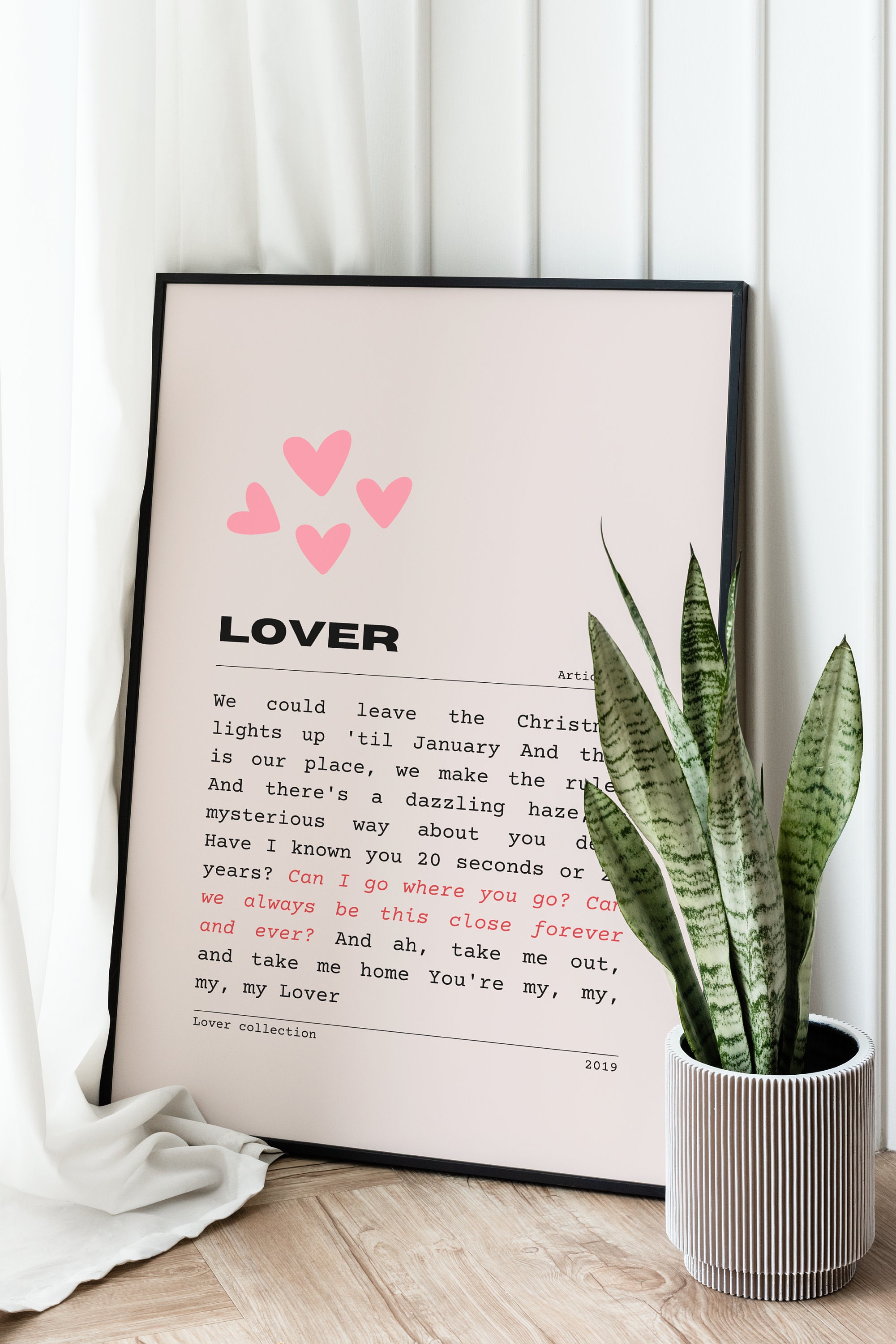 Taylor Swift Lover Lyric Poster Taylor Swift Poster Swiftie - Etsy