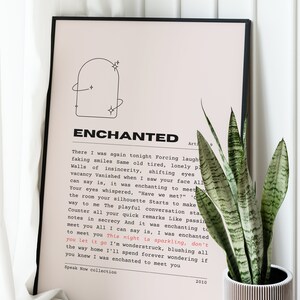 Taylor Swift Enchanted Lyric Poster Taylor Swift Poster Swiftie Merch ...