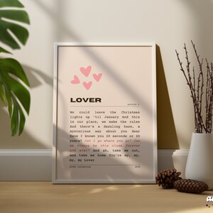 Taylor Swift Lover Lyric Poster Taylor Swift Poster Swiftie - Etsy