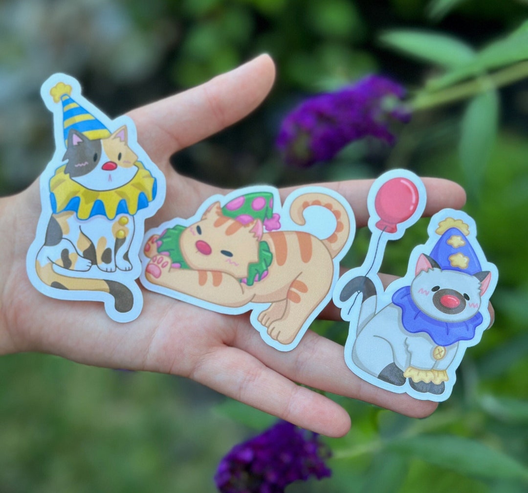 Clown Cat Set // 3-pack Sticker Set - Etsy