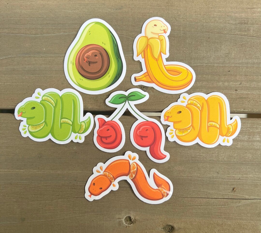 Fruit Snake Sticker Set // 6-pack - Etsy