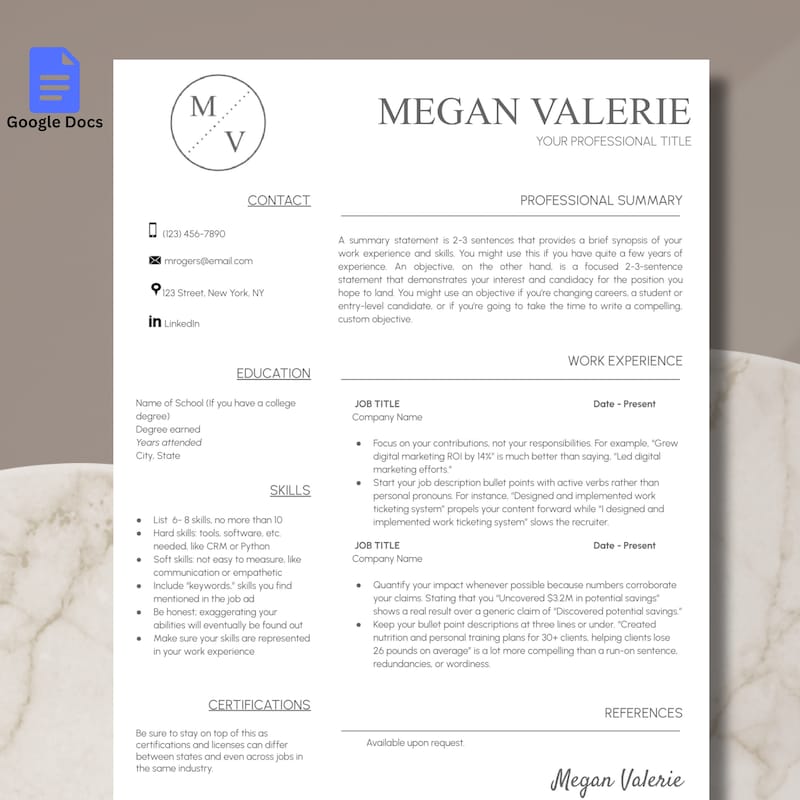 Resume Monogram - Etsy