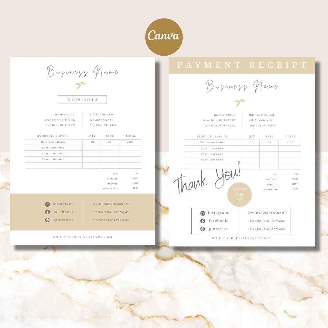 Neutral Color Invoice Template, Invoice Template for Small Business ...