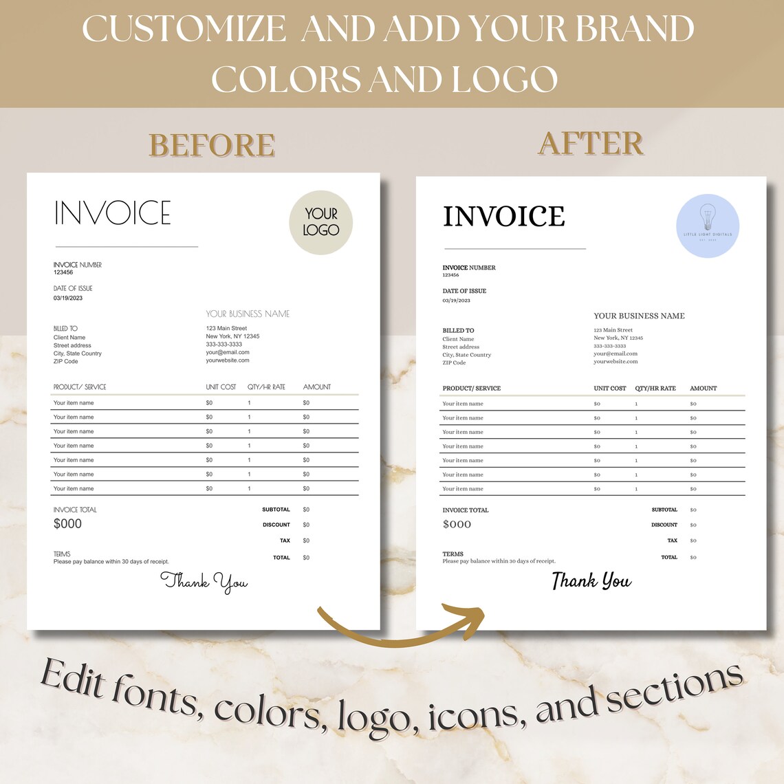 Invoice Template Word, Invoice Template for Small Business, Invoice ...