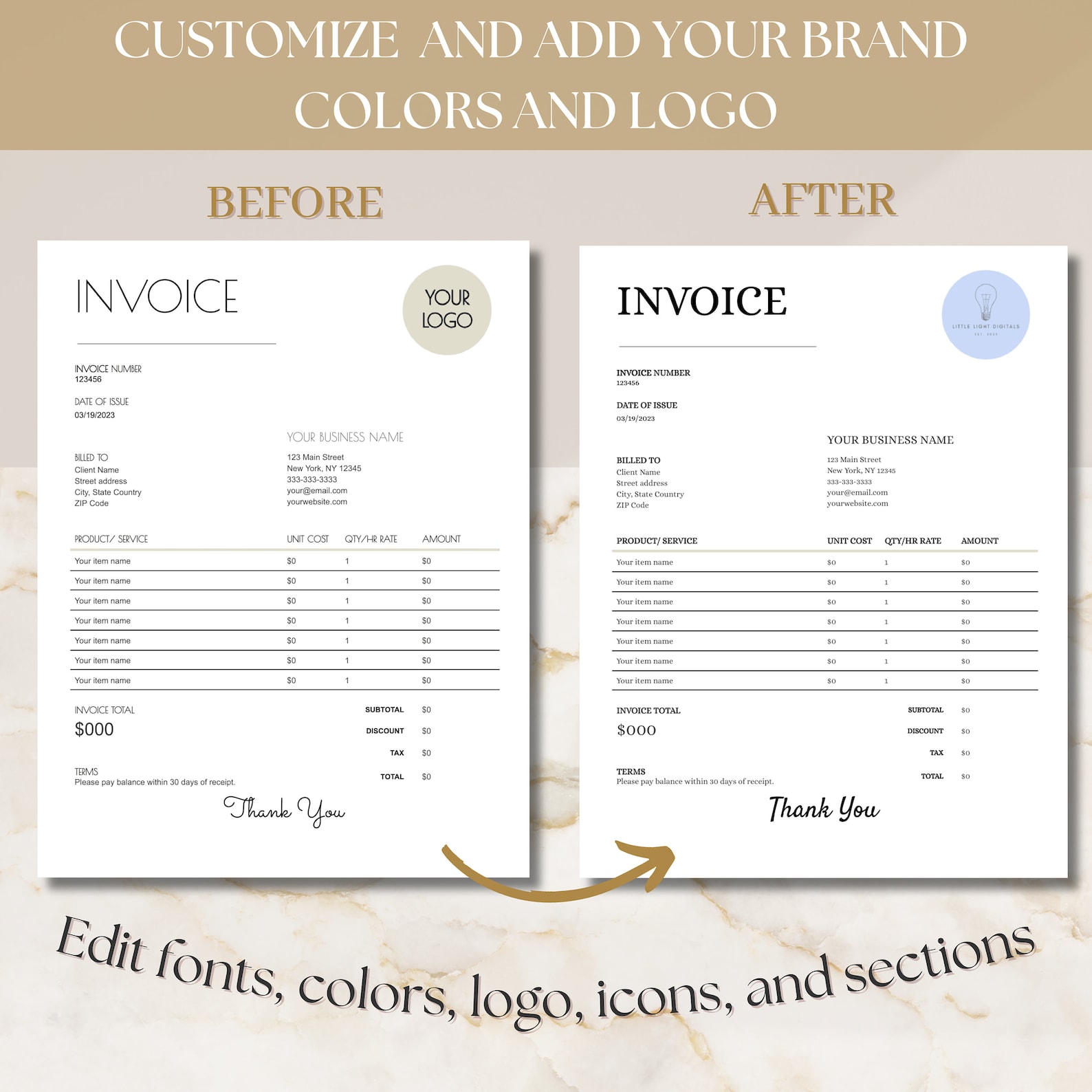 Invoice Template Word, Invoice Template for Small Business, Invoice ...