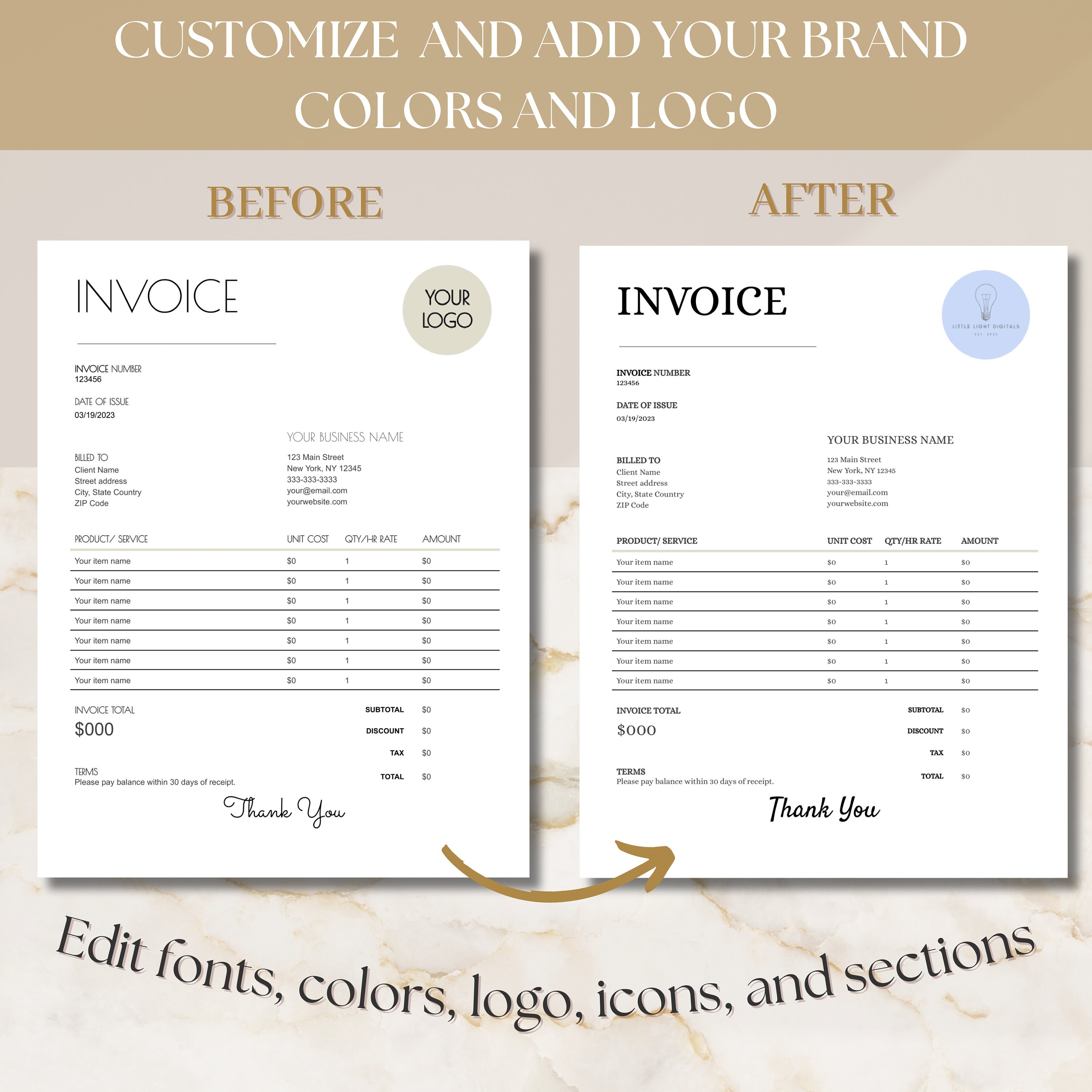 Invoice Template Word, Invoice Template for Small Business, Invoice ...