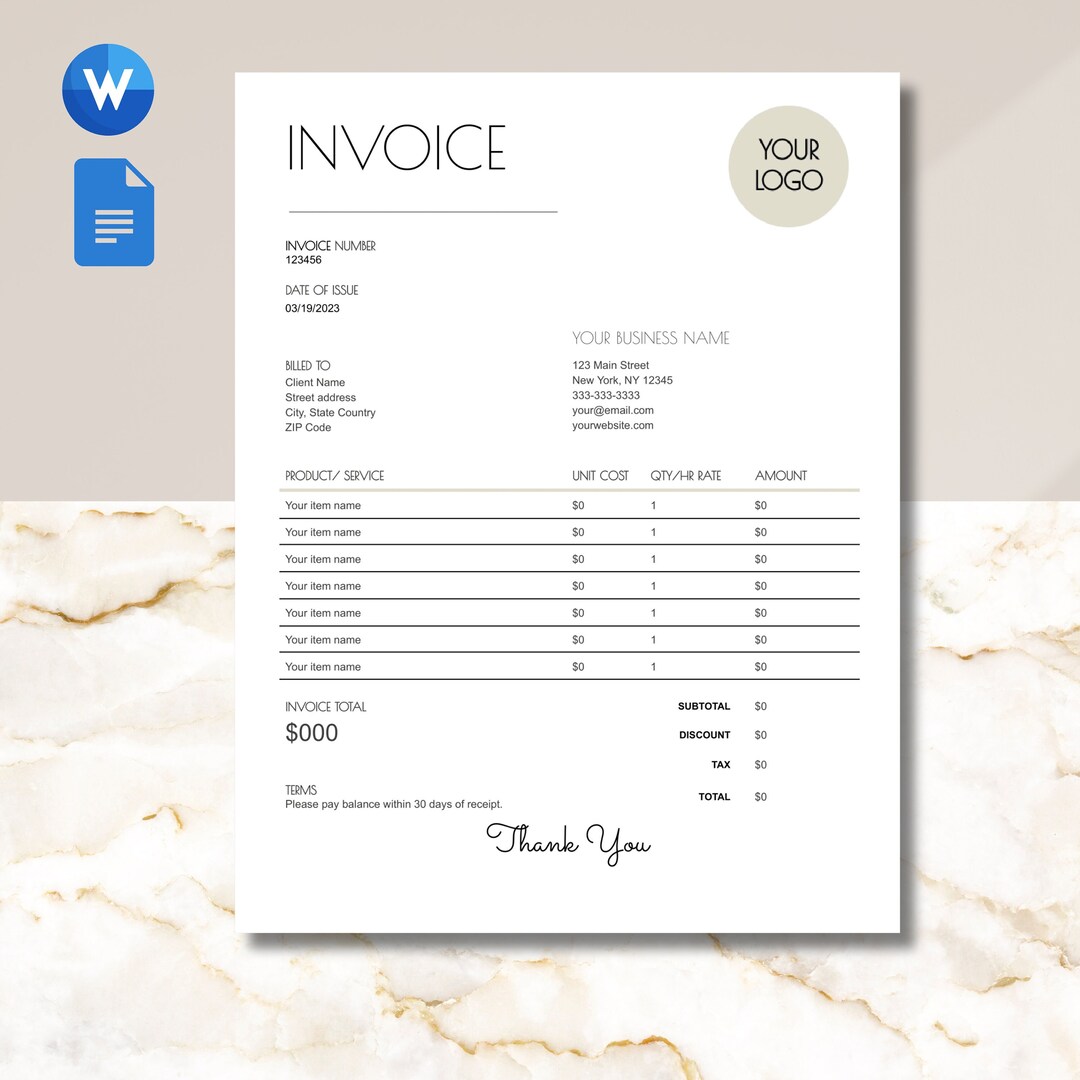 Invoice Template Word, Invoice Template for Small Business,invoice ...