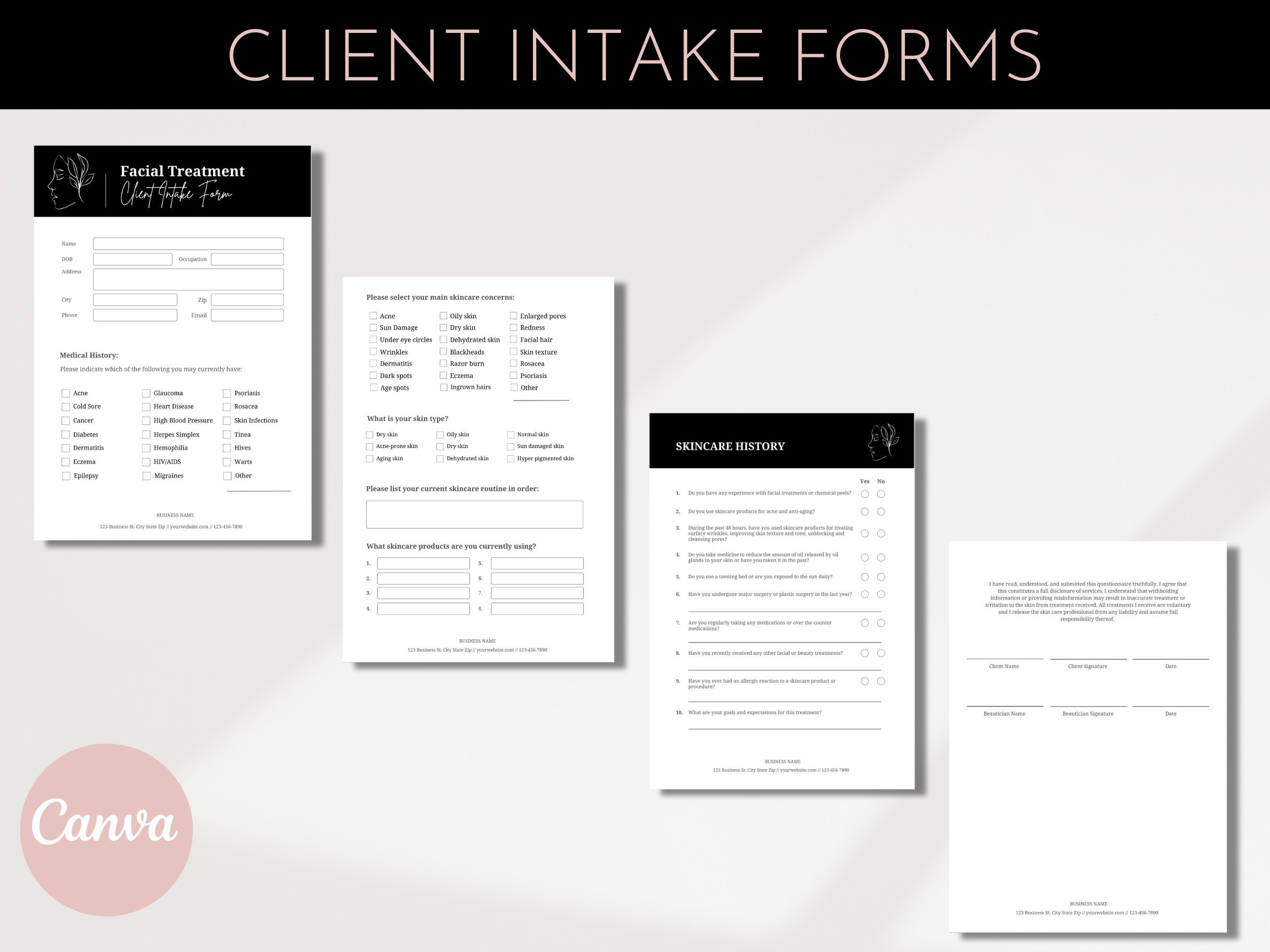 Facial Consent Form Esthetician Consent Forms Esthetician - Etsy