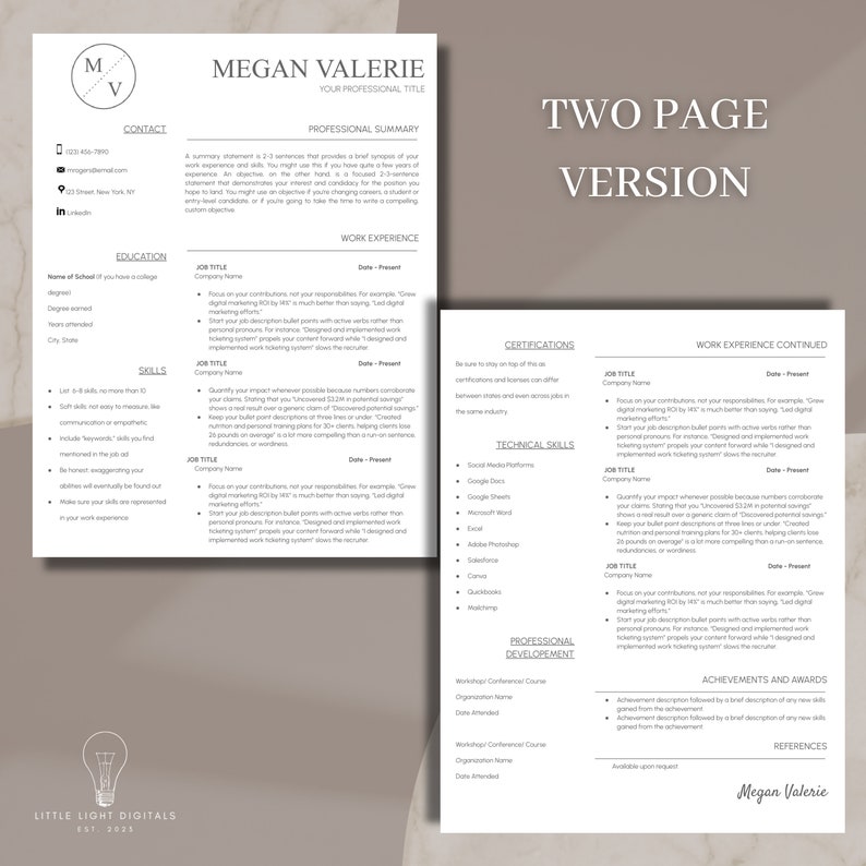 Monogram Resume Template Google Docs, Google Docs Resume Template ...