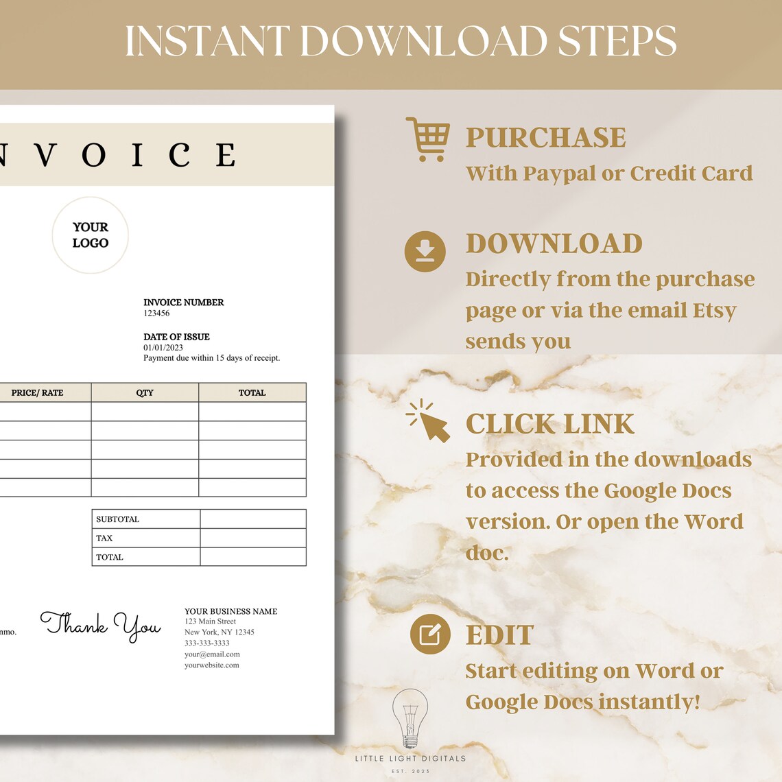Invoice Template Word, Invoice Template for Small Business, Invoice ...
