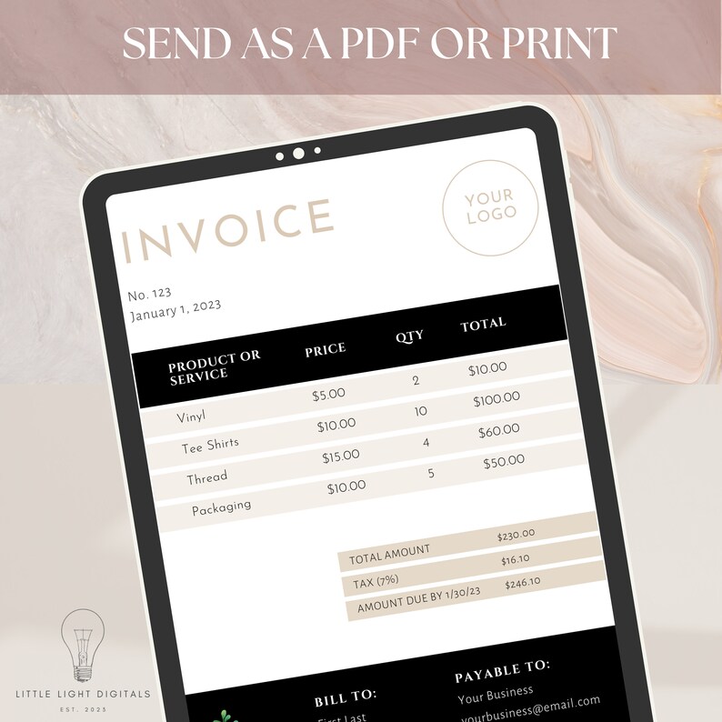 Invoice Template, Invoice Template for Small Business, Small Business ...