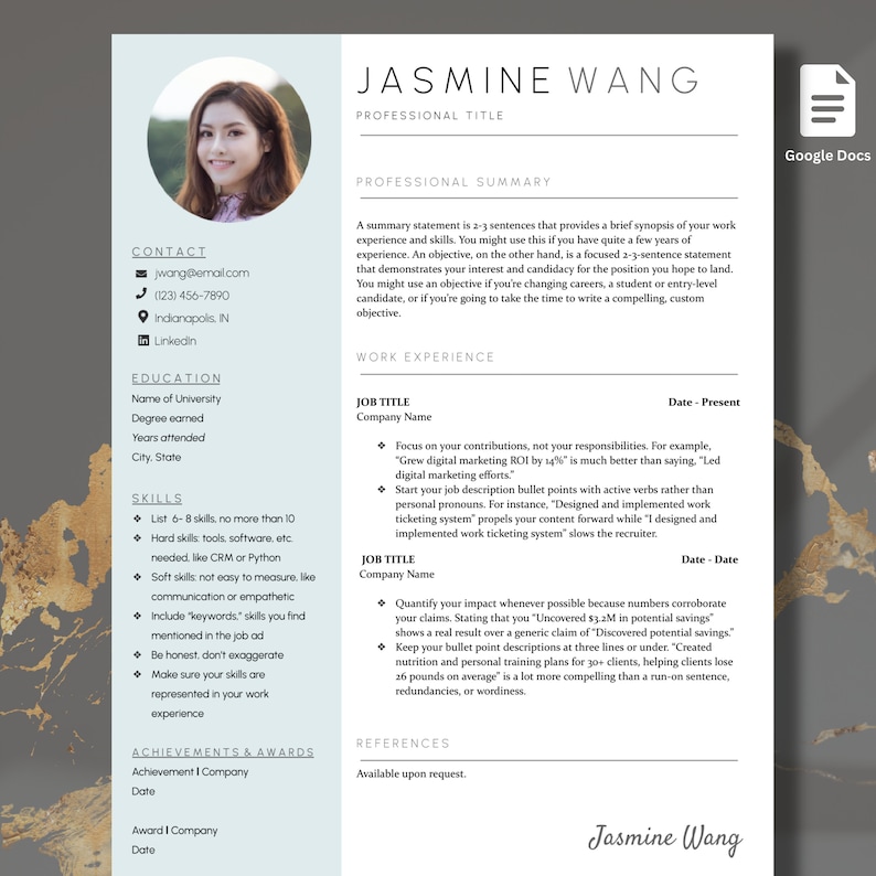 Resume Template Google Docs, Google Docs Resume Template, Resume ...