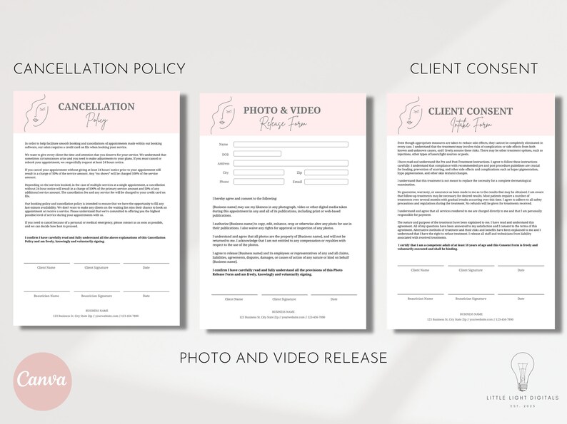 Facial Consent Form, Esthetician Consent Forms, Esthetician Forms ...