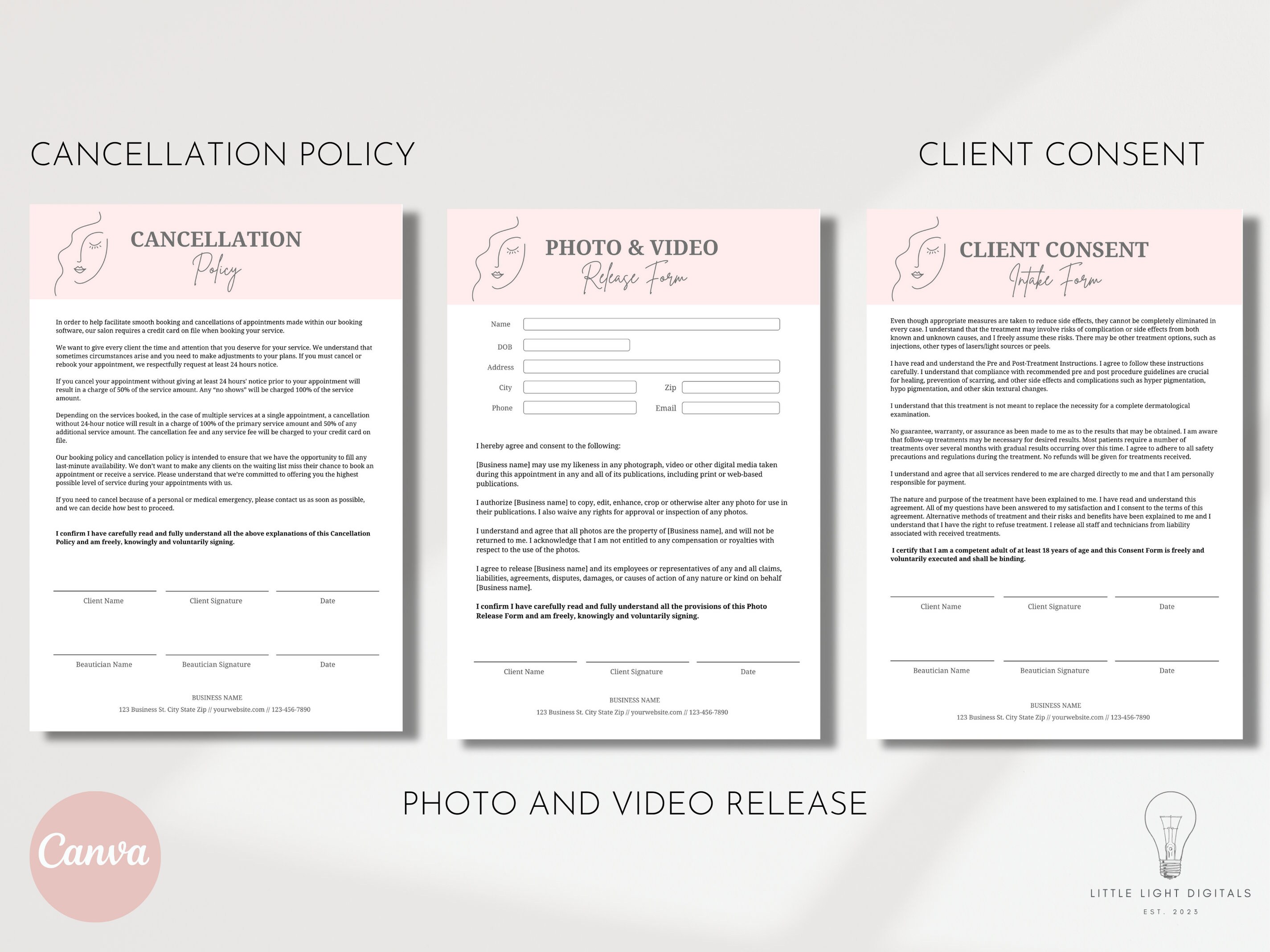 Facial Consent Form, Esthetician Consent Forms, Esthetician Forms ...