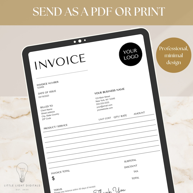 Invoice Template Word, Invoice Template for Small Business, Invoice ...