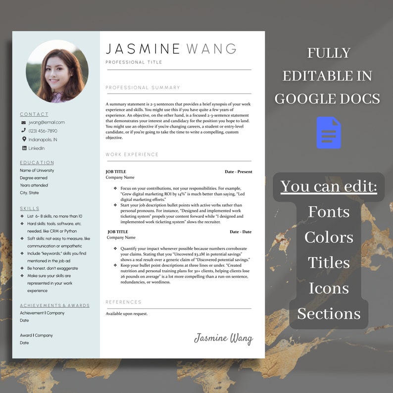 Professional Resume Template Google Docs, Google Docs Resume Template ...